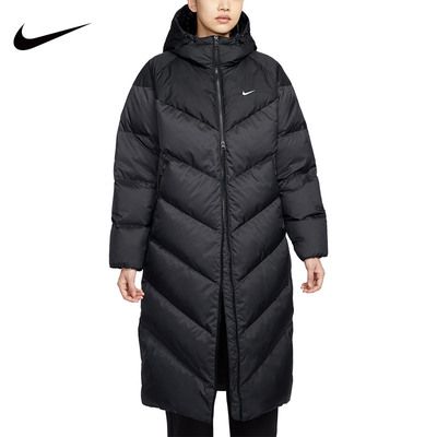 Nike耐克女子防风保暖长款连帽羽绒服外套运动休闲上衣夹克HV5237