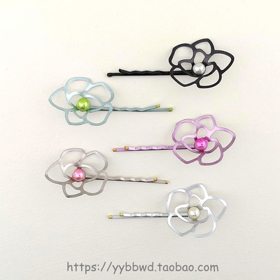 金属色镂空大花朵唯美风一字夹