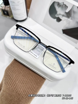 18105复古纯钛眼镜框男大脸方框特螺钉商务眼镜架眉毛眼镜架