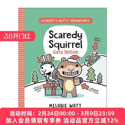 英文原版 Scaredy's Nutty Adventures 03 Scaredy Squirrel Gets Festive 松鼠小嘀咕疯狂冒险系列3 喜庆起来 儿童圣诞漫画章节