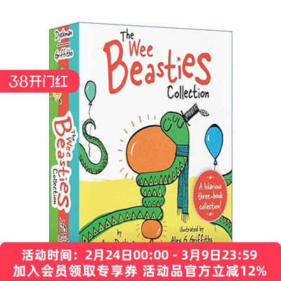 英文原版 The Wee Beasties Collection 小动物3册 纸板书盒装 含蟒蛇哈吉喜欢拥抱 狮子叫的太大声了 英文版 进口英语原版书籍