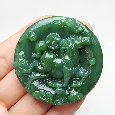 和田玉碧玉马上有钱吊坠男女挂件