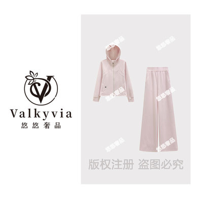 【Valkyvia/悠悠奢品】68560#轻奢连帽刺绣两件套2025秋潮流套装
