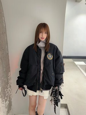 冬季美式复古徽章飞行员冲锋棉服