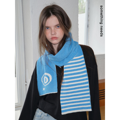 定制款双拼手绘旋涡条纹围巾