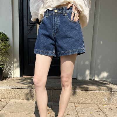 GRACETINAHOO夏新做旧酵洗经典宽脚口简约高质感牛仔短裤NB9114