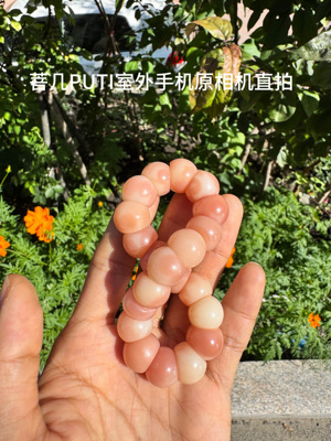 蜜桃粉蒜瓣大肠菩提根手串男女文玩解压菩提手串