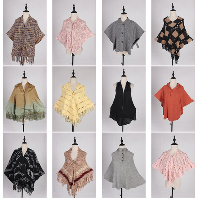 DA424古着vintage日系简约休闲百搭韩系针织毛线春秋披肩斗篷女