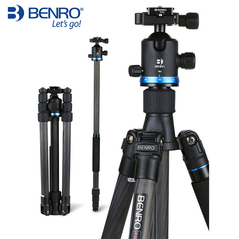 BENRO百诺IF18C+/IF28C+碳纤维单反三脚架照相机支架便携旅行套装专业相机三角架全景云台独脚架