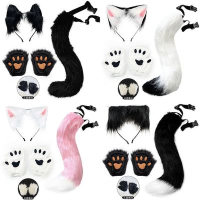 可爱毛绒露指手套兽尾兽耳头饰