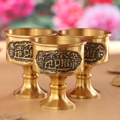 纯铜关公贡杯仙家供奉用品财神爷