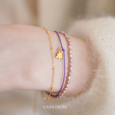 「小飞象」原创手工淡水珍珠14k包金手链女小众设计个性叠戴手绳