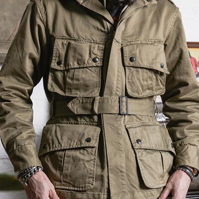 恶犬翻领秋冬中长外套军事复古