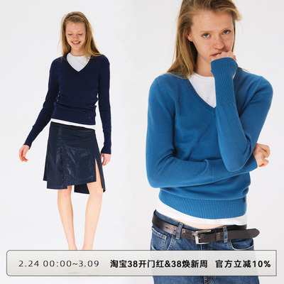 V领毛衣新款针织衫显瘦长袖