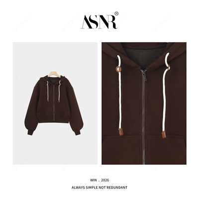 BRAID丨衣长59 秋冬款山羊绒慵懒简约风连帽卫衣外套5ST32