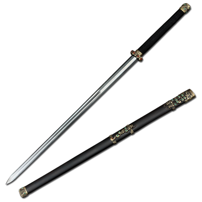 神龙螭虎双手羽毛纹未开刃秦剑