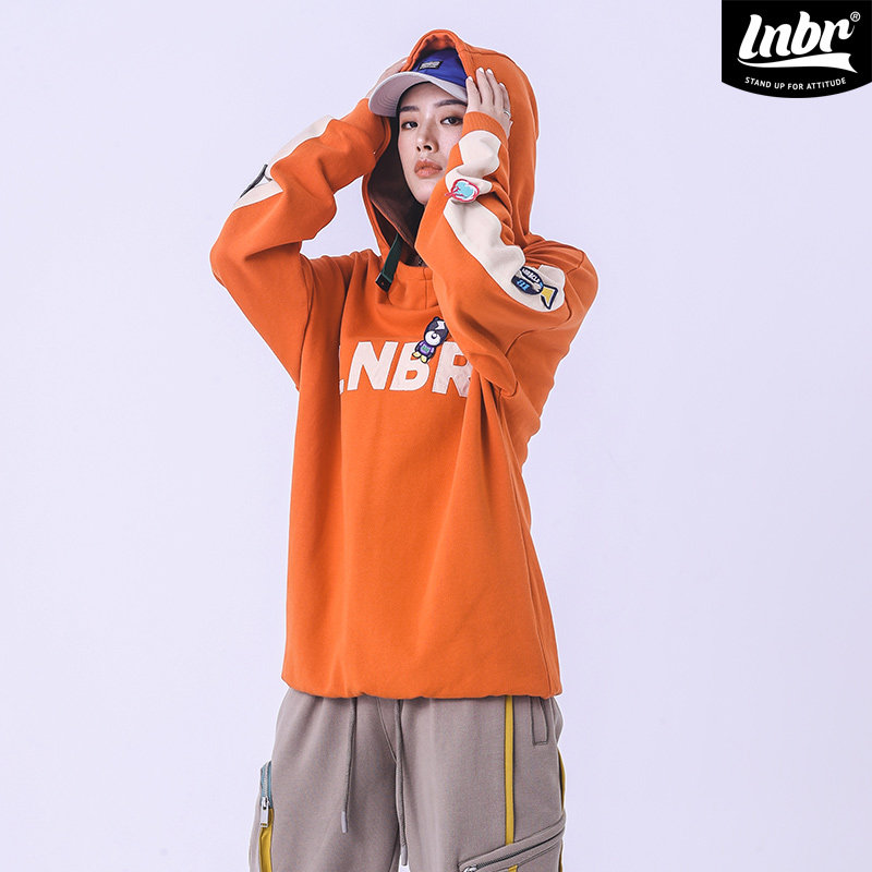 LNBR X@become跨界联名款连帽套头卫衣校园风宽松潮贴标可拆卸_虎窝淘