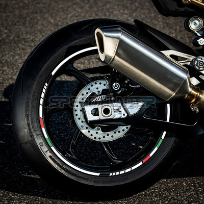 意大利三色旗版摩托车贴花改装车贴全尺寸汽车贴纸防水反光轮毂贴