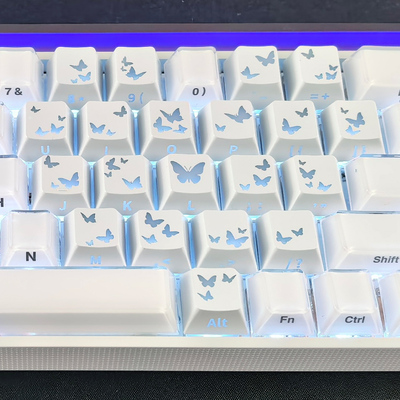 XVXH白色蝴蝶爱心侧刻键帽适配made68迈从Ace68前行者X87 EV63