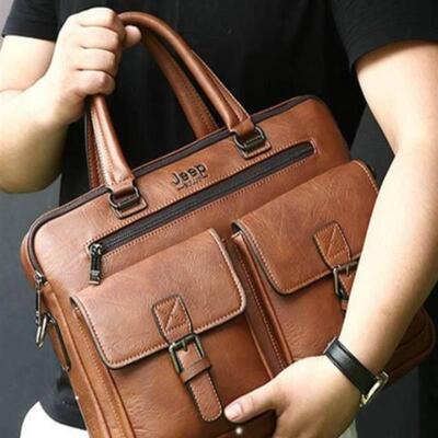 Mens Genuine Leather Briefcase Laptop Bag 男士公文包电