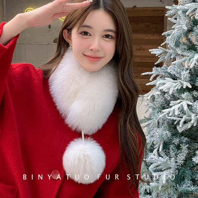 冬季可爱球球狐狸毛反面兔毛