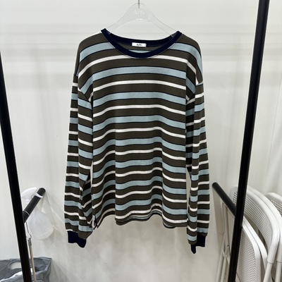 韩国条纹宽松长袖圆领潮款T恤