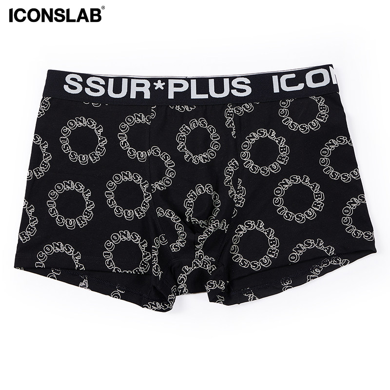 ICONSLAB联名SSUR PLUS立体圈星男士情侣同款内裤印花平角裤潮_虎窝淘