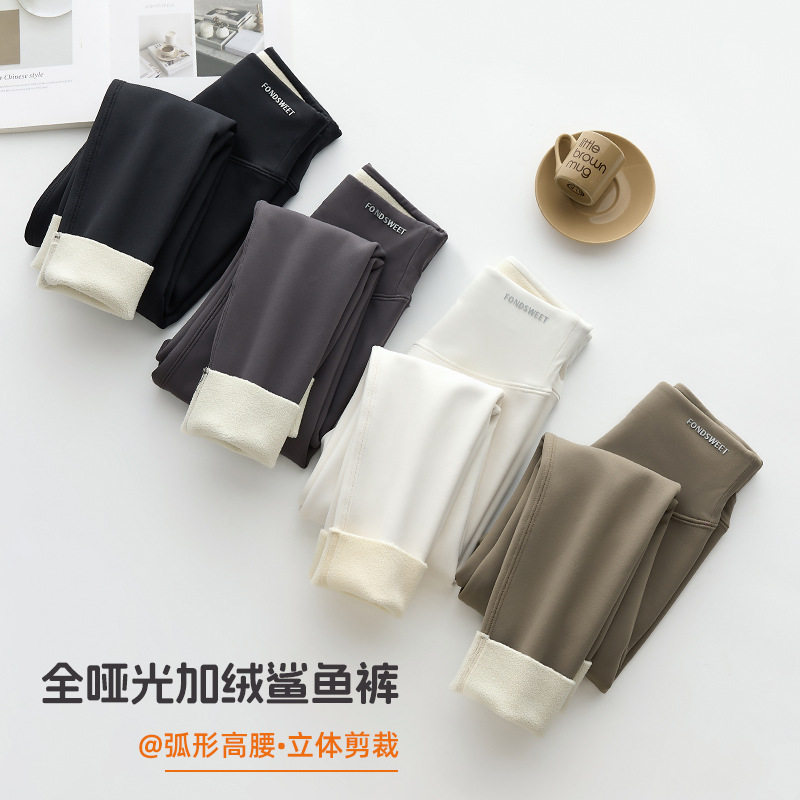 女童鲨鱼裤加绒加厚儿童冬季外穿芭比打底裤中大童高腰保暖裤a类
