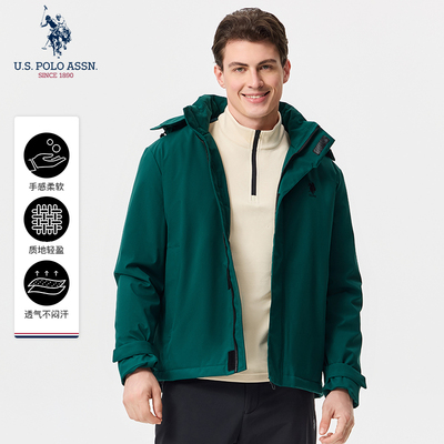 【商场同款】USPA男士棉服冬季防寒保暖棉衣美式休闲保罗连帽外套