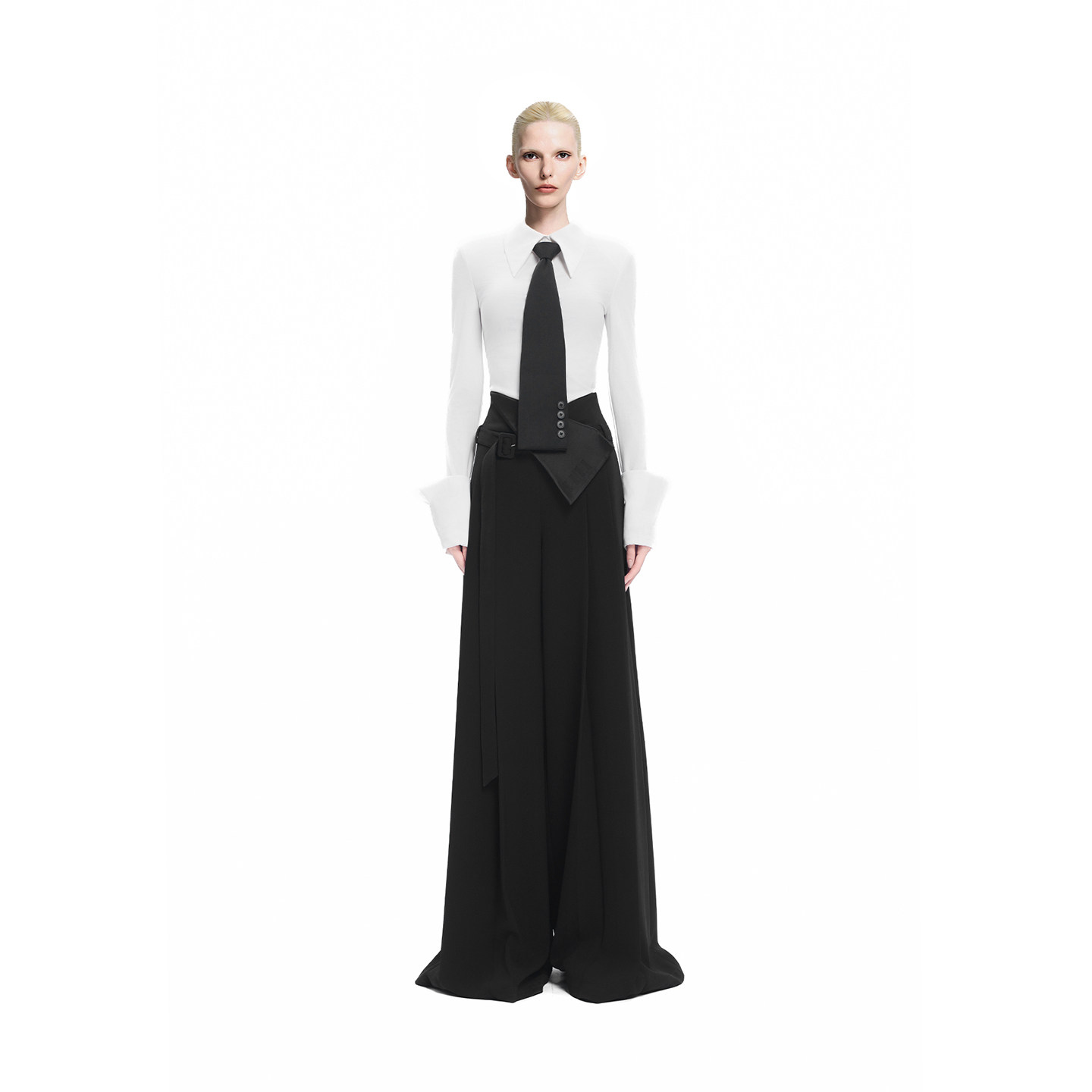 KUNSWEAR/琨丝薇尔26FA 不规则腰头飘带显瘦阔腿裤西裤 846005080