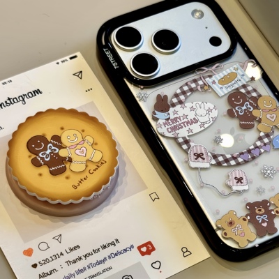 卡通围边姜饼人史努比米菲兔磁吸适用iphone17promax苹果16手机保护壳小众简约设计感防摔保护壳