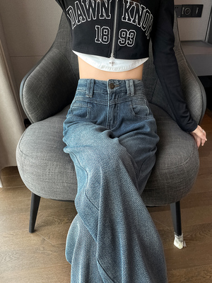 阔腿裤长裤常规牛仔布秋冬