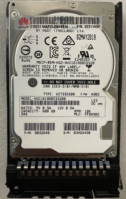 Huawei/华为 02311HAP 600G 10K SAS 2.5寸 12GB V3 V5服务器硬盘