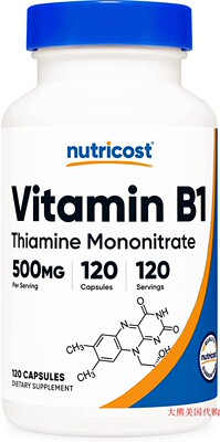 Nutricost Vitamin B1 (Thiamine) 500mg, 120 Capsules