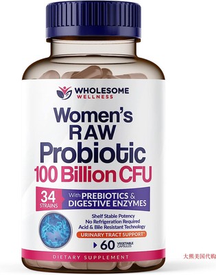 Wholesome Wellness Women's Raw Probiotics, 100 Billion CFUs