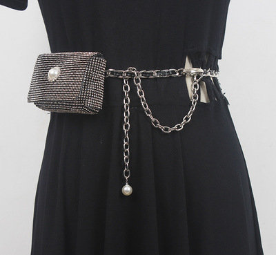 超迷你包满钻腰包时尚潮流链条小女包