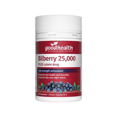 新西兰goodhealth越橘叶黄素30粒成人学生Bilberry Plus Lutein