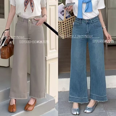 春季小个子高腰显瘦直筒牛仔裤