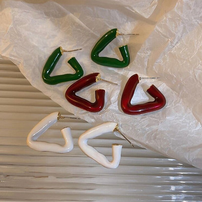 BV欧美高级感珐琅滴釉三角形耳环