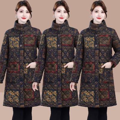 冬季中长款加绒棉衣大衣棉袄