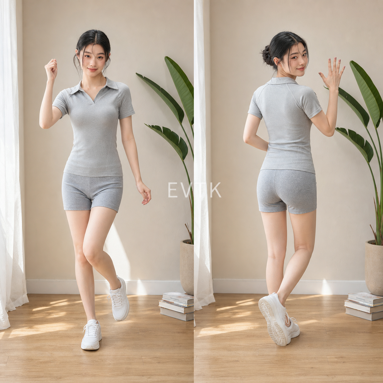 两件套女夏季速干瑜伽服普拉提训练套装运动套装运动风短袖短裤