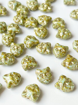 进口捷克珠13mm毕加索猫咪头手工串珠手链项链耳环材料配件