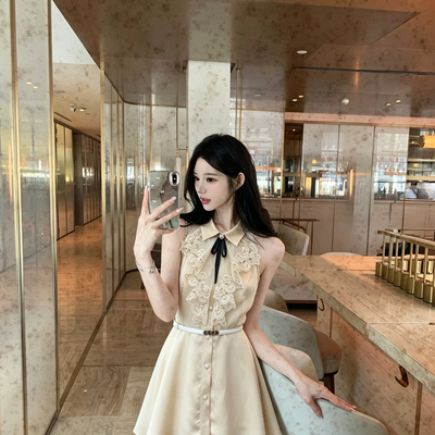 MEI ZI 美姿-纯欲千金风氛围感女神绝美醋酸连衣裙+短裤两件5865