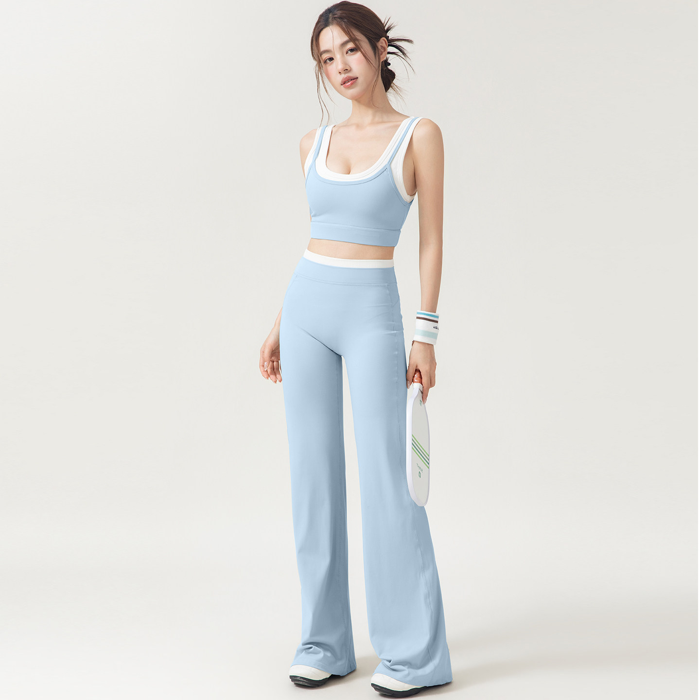 夏季新款撞色瑜伽服女高腰普拉提训练舞蹈练功运动背心健身裤套装