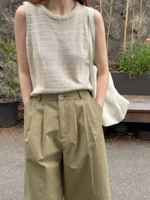 十三行acme ground阔腿八分裤女2024夏季韩版气质显瘦休闲裤30866