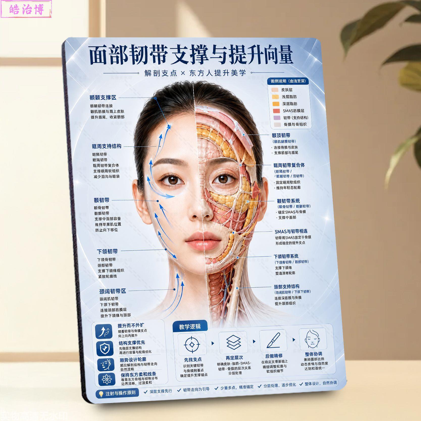 面部韧带提升生理功能抗衰医美展示牌相框皮肤管理宣传装饰画摆台