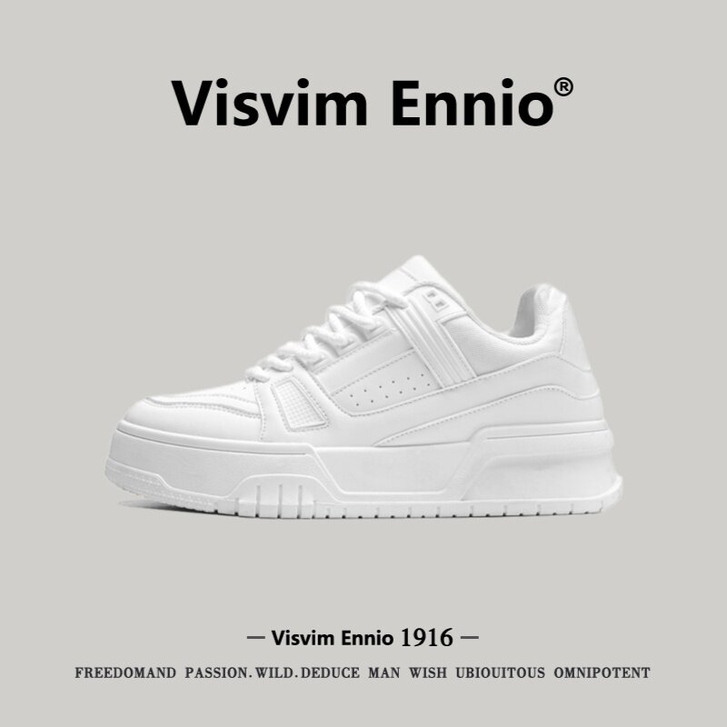 VISVIM ENNIO小白鞋男2026新款秋季休闲皮面运动纯白板鞋男士增高