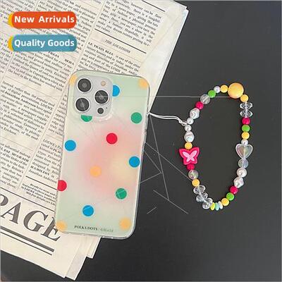 Korean  ins full screen colorful polka dot iPhone12 chain 14
