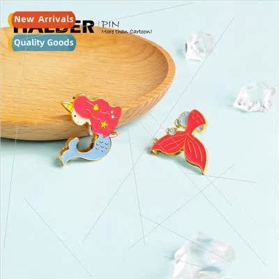 Cute Badge Trinket Cartoon Mermaid Koi Tail Brooch