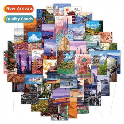 60 cartoon Chinese cityscape stickers laptop luggage scooter